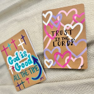 Trust in the Lord, God is Good, Preppy Style Hand Painted Notebook ...