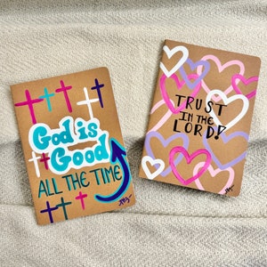 Trust in the Lord, God is Good, Preppy Style Hand Painted Notebook ...