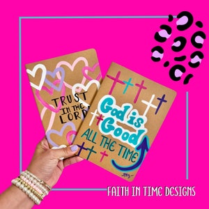 Trust in the Lord, God is Good, Preppy Style Hand Painted Notebook ...