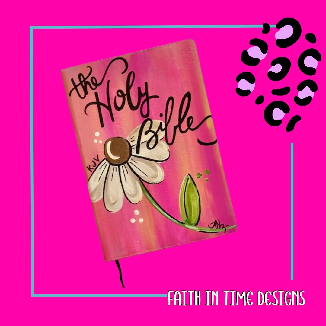 Hand-painted KJV Bible, Handpainted Custom Floral Design King James ...