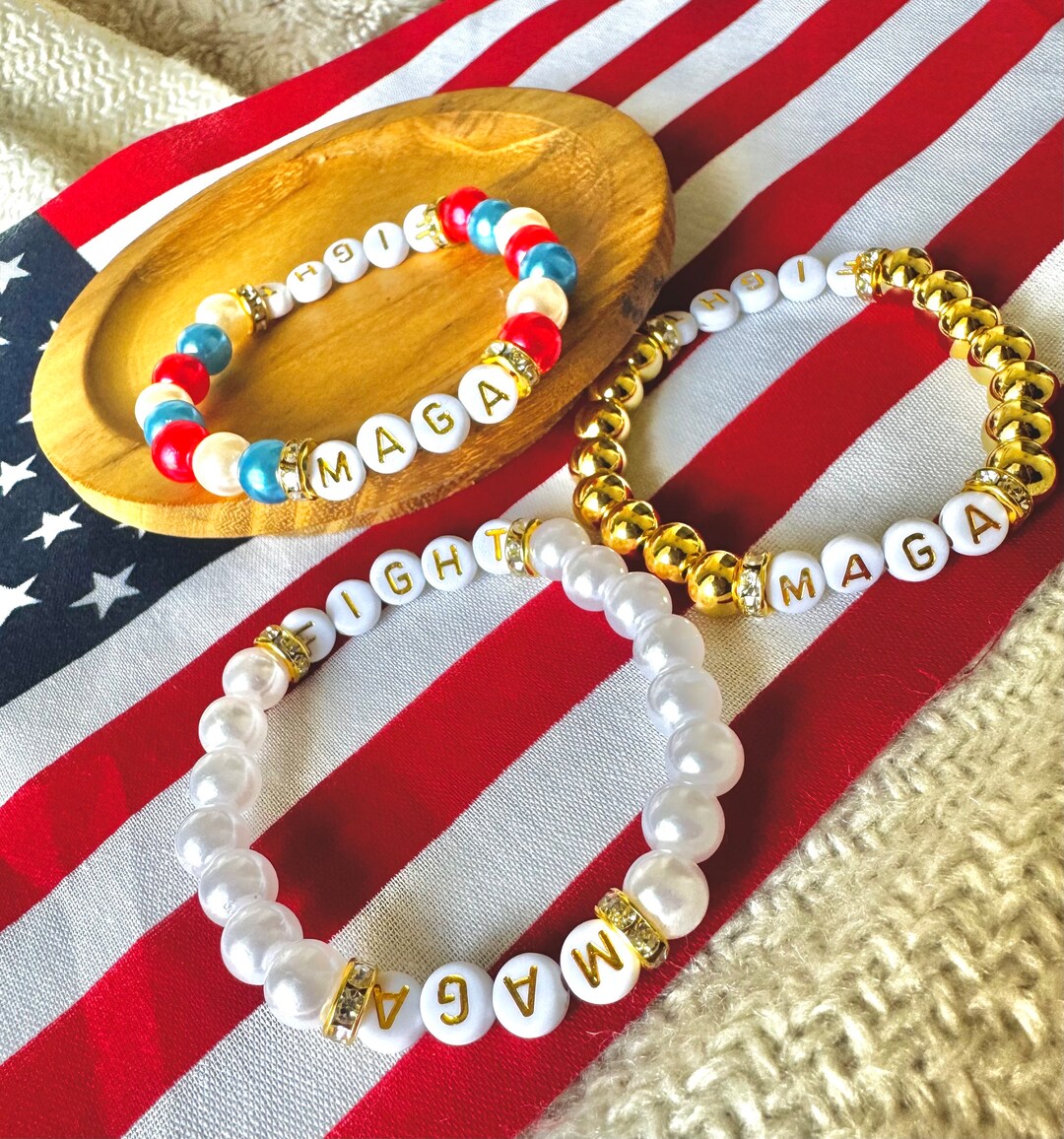 MAGA Fight Bracelet | President Trump 47 | Handcrafted Beaded Bracelet ...