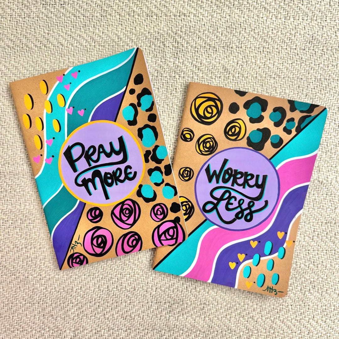 Preppy Journal Gift Set, Hand Painted Journals, Women Lined Notebooks ...