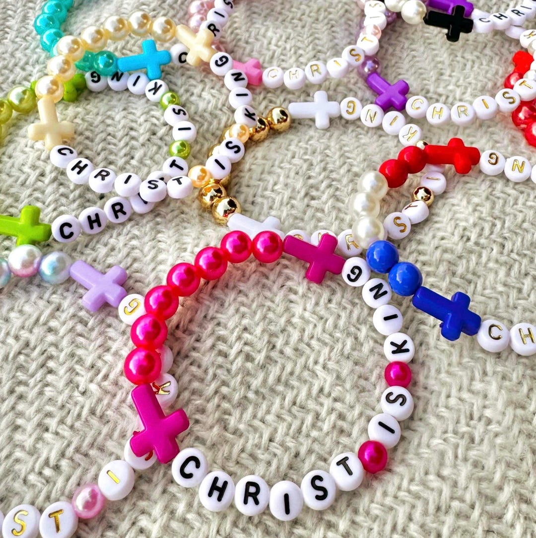 Christ is King Bracelet, Jesus is King Colorful Preppy Word Bracelet ...