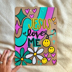 Jesus Loves Me Clipboard: Hand Painted Groovy Boho Design - Etsy