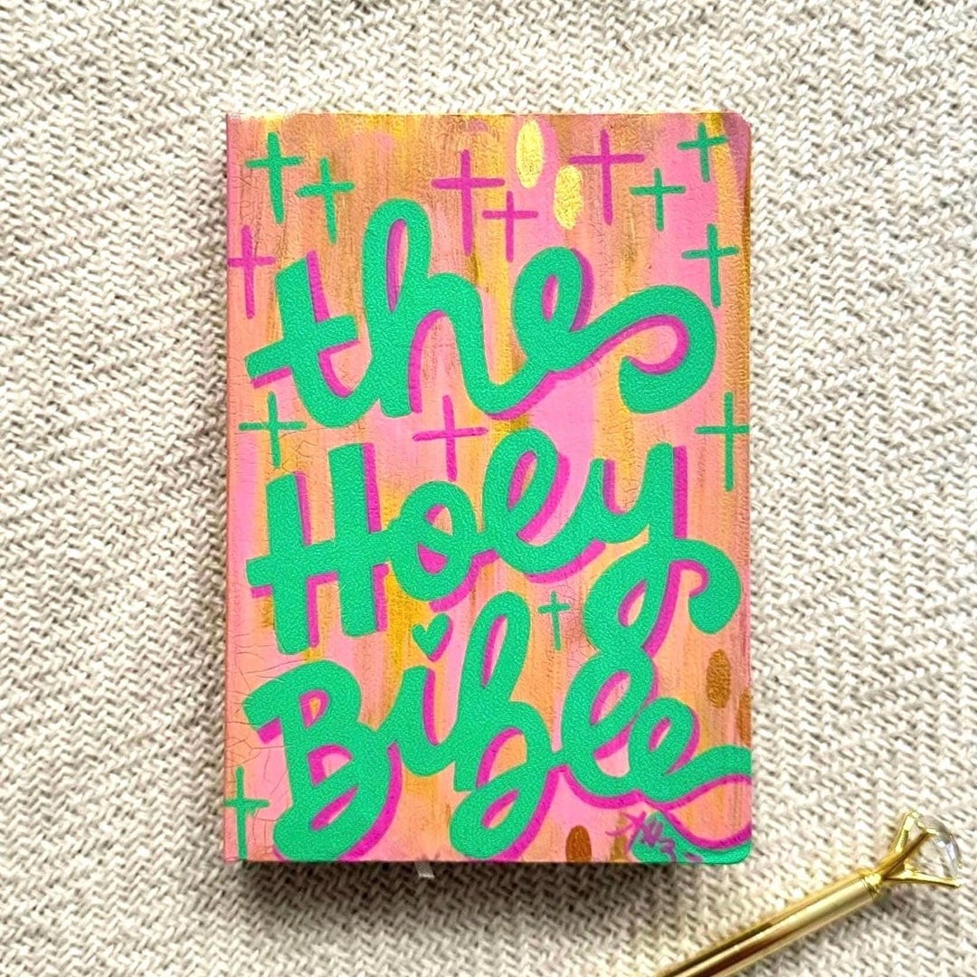 Preppy Painted KJV Bible, Hand Painted King James Version, Preppy Bible ...