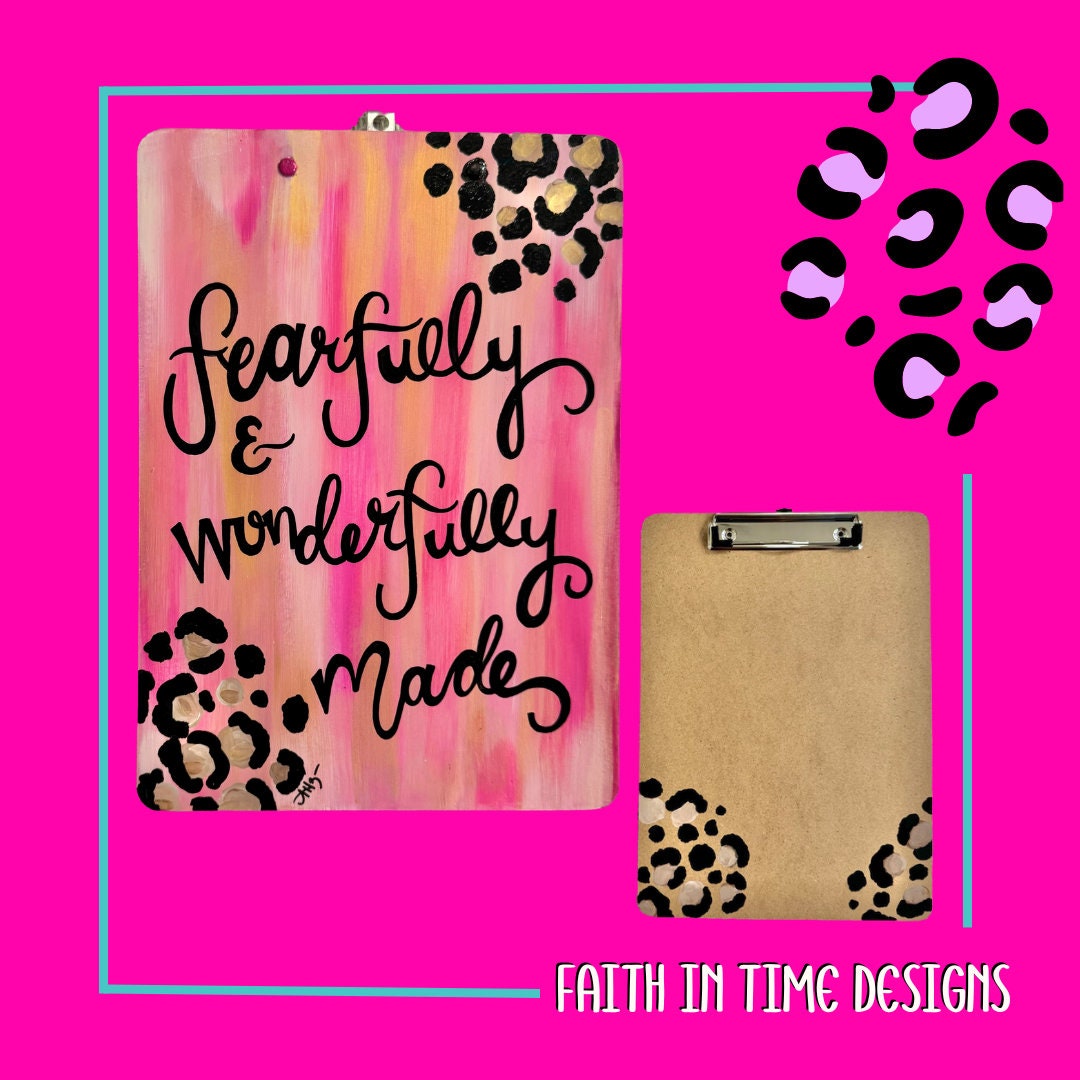 Pink Brush Stroke Leopard Print Handpainted Clipboard, Encouraging ...