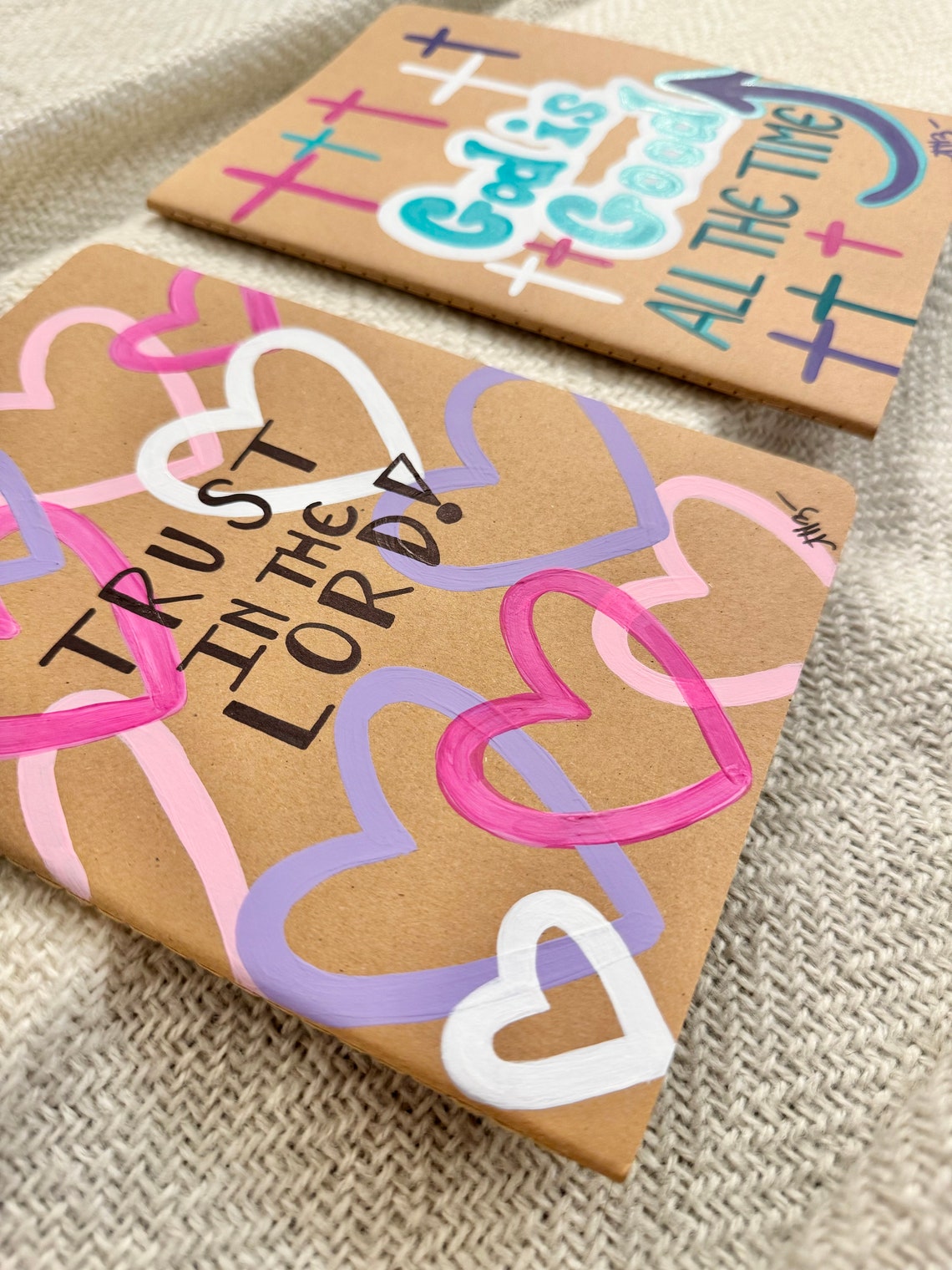 Trust in the Lord, God is Good, Preppy Style Hand Painted Notebook ...