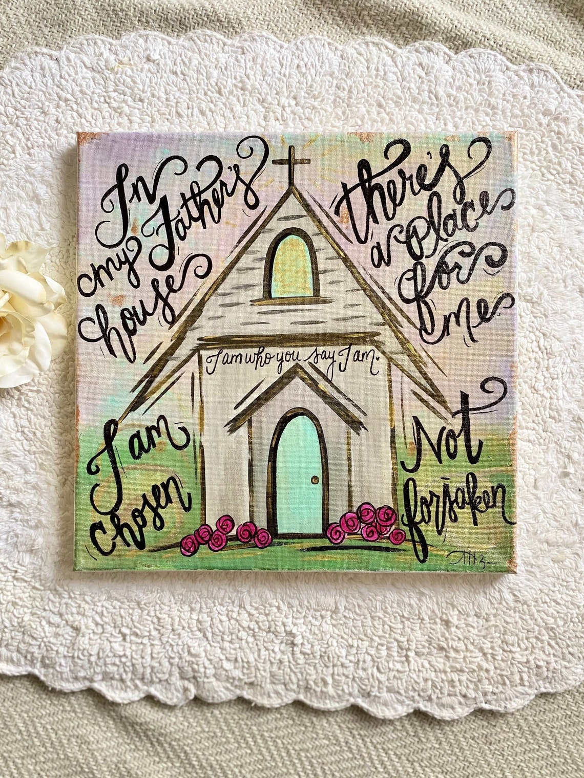 Hand-painted Religious Art, Canvas With Hillsong Worship Lyrics, Chapel ...