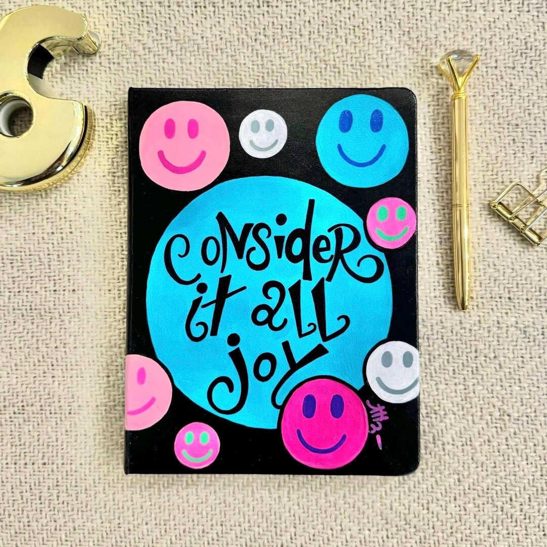 Preppy Smiley Face Journal, Painted Christian Journals, Consider It All ...