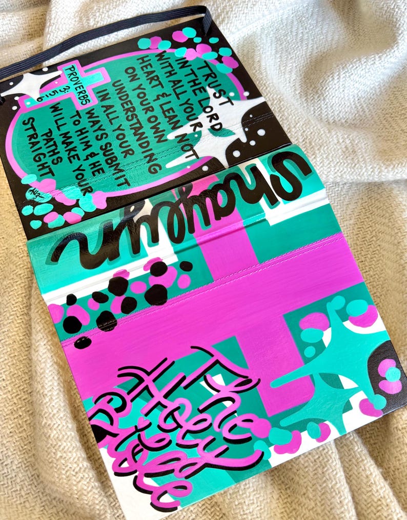 Custom NIV: Hand Painted Pink Teal Leopard Print Personalized Bible - Etsy