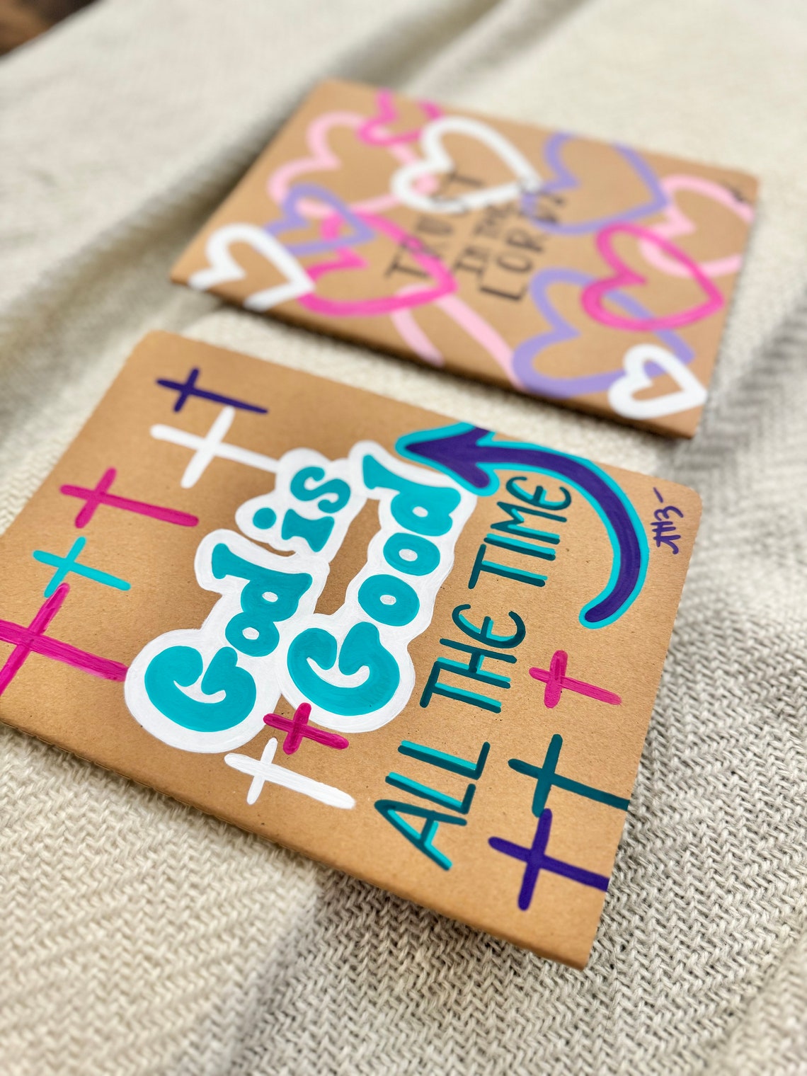 Trust in the Lord, God is Good, Preppy Style Hand Painted Notebook ...