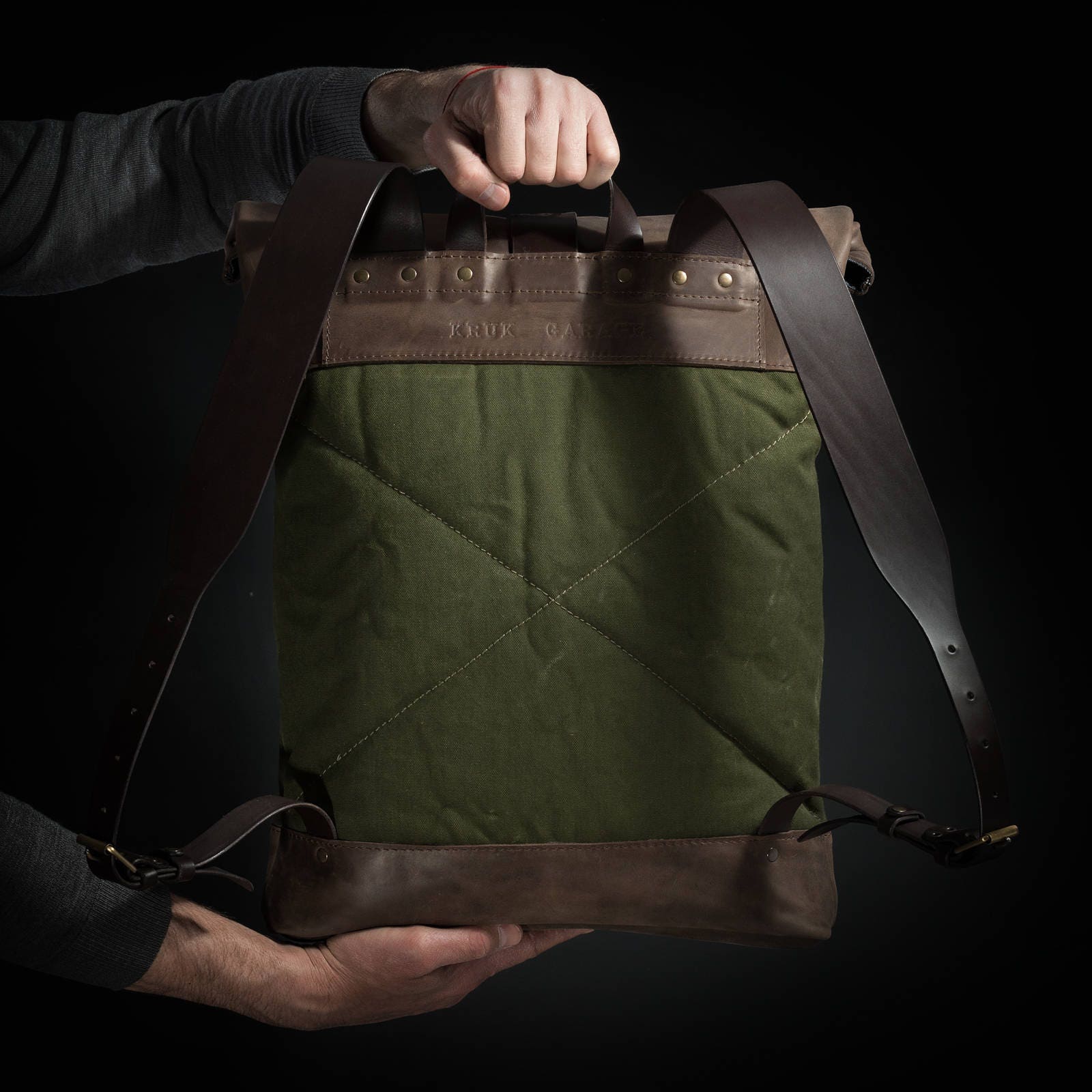 Custom backpack Canvas and leather backpack Mens backpack | Etsy