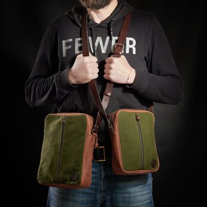 Small Shoulder Bag Mini Bag for Men Canvas and Leather - Etsy