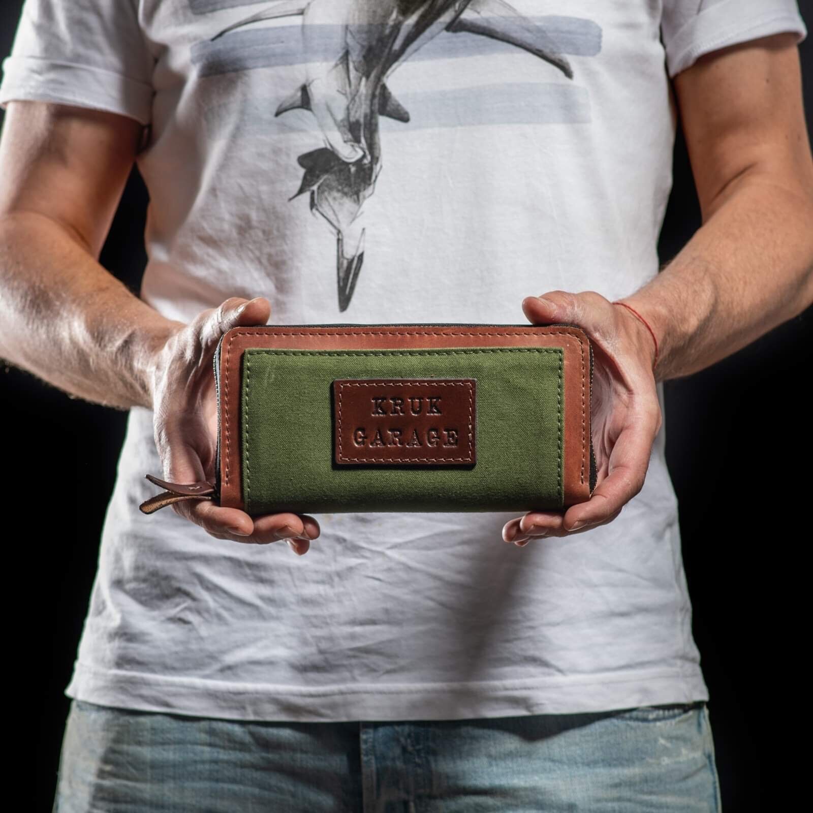 Handcrafted Wallet Canvas and Leather Wallet Large Wallet Mens | Etsy