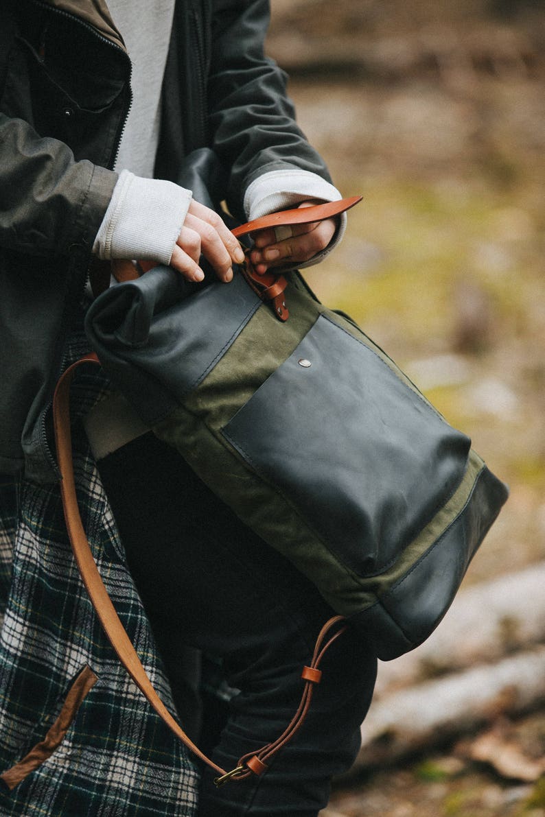 Computer Backpack Roll Top Backpack Laptop Mens Backpack Tech | Etsy