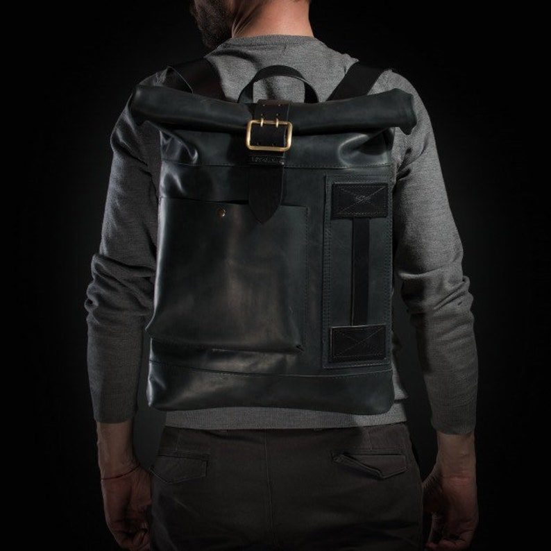 Roll Top Backpack Computer Backpack Student Backpack Father | Etsy