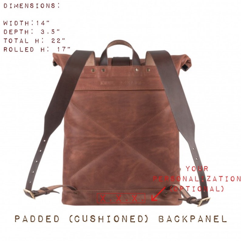 Leather Backpack Men Roll Top Backpack Computer Backpack | Etsy