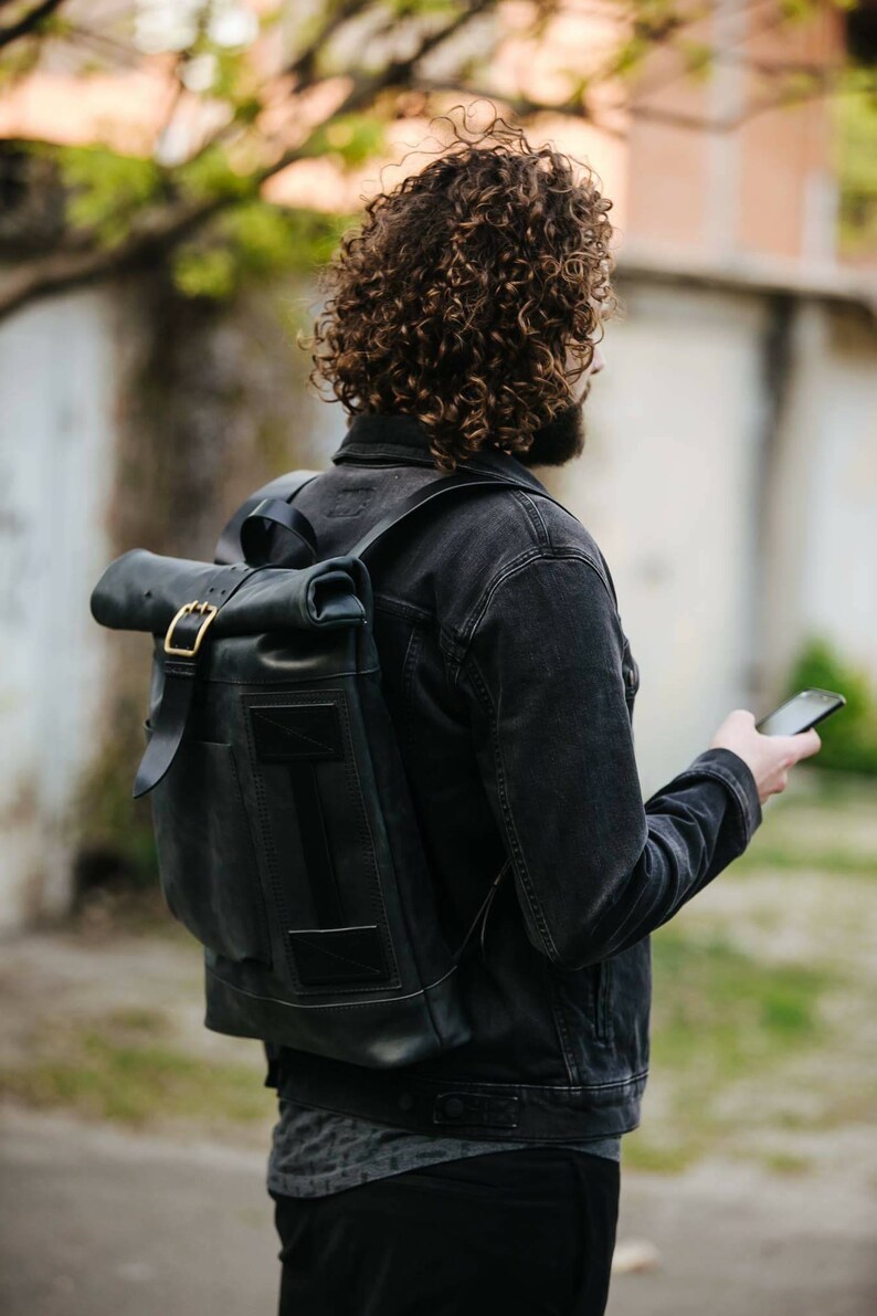 Roll Top Backpack Computer Backpack Student Backpack Father | Etsy