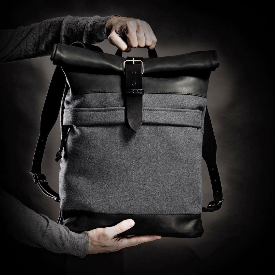 Wool Felt Backpack Men's Laptop Backpack School Backpack Warm Backpack ...