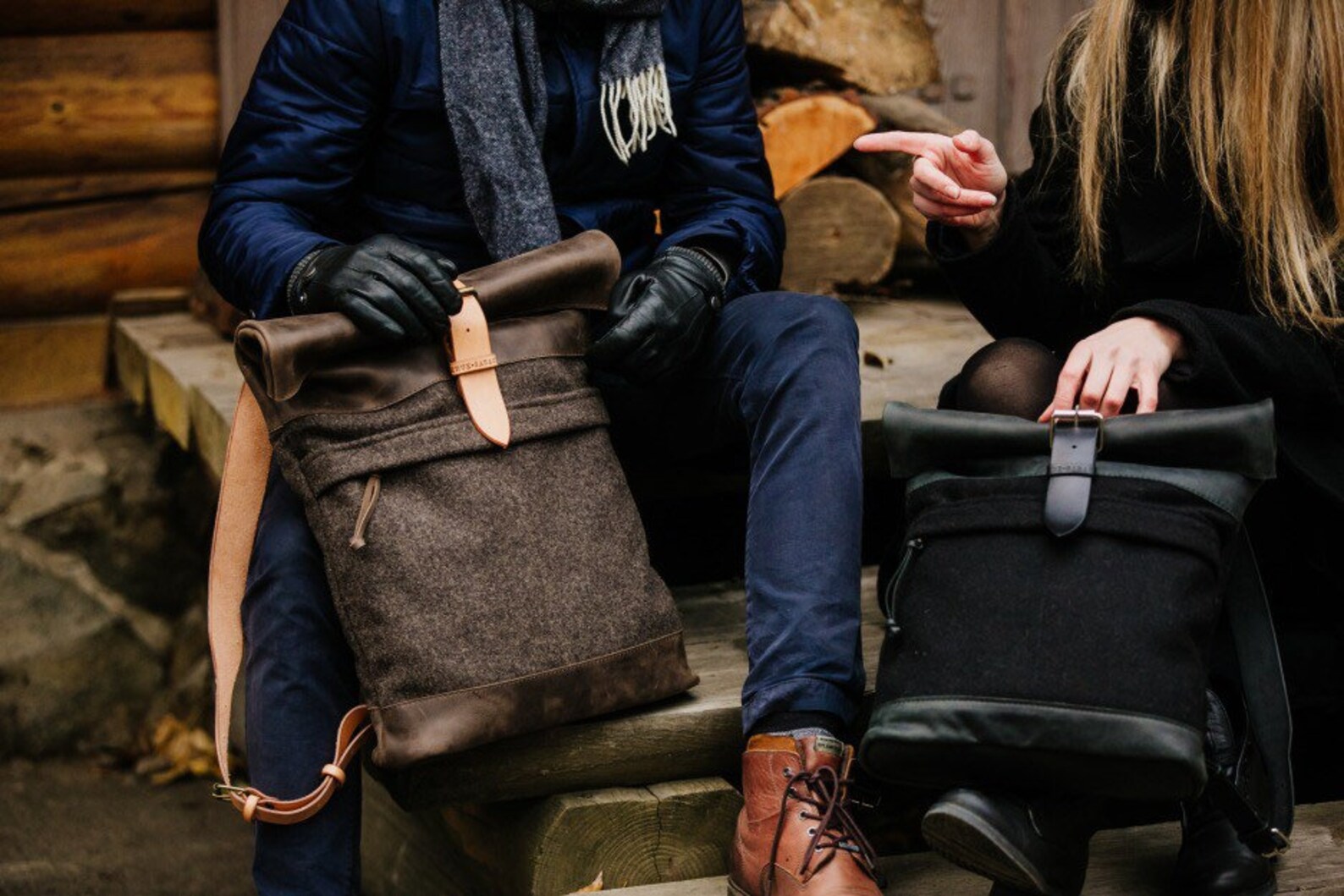 Wool Felt Backpack Roll Top Backpack Laptop Backpack Winter - Etsy