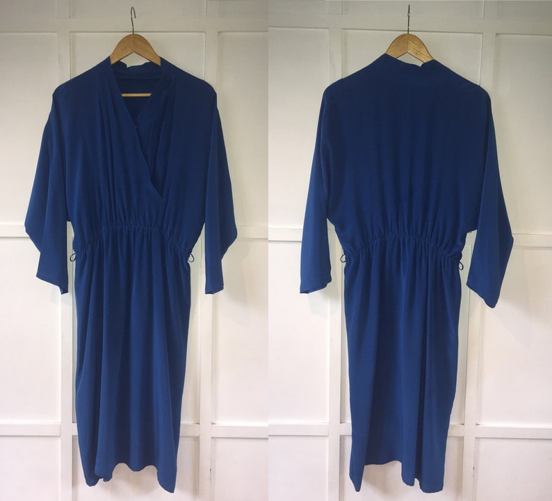 Elegant Late 1930s Prussian Blue Colour Silk Dress With Dolman | Etsy
