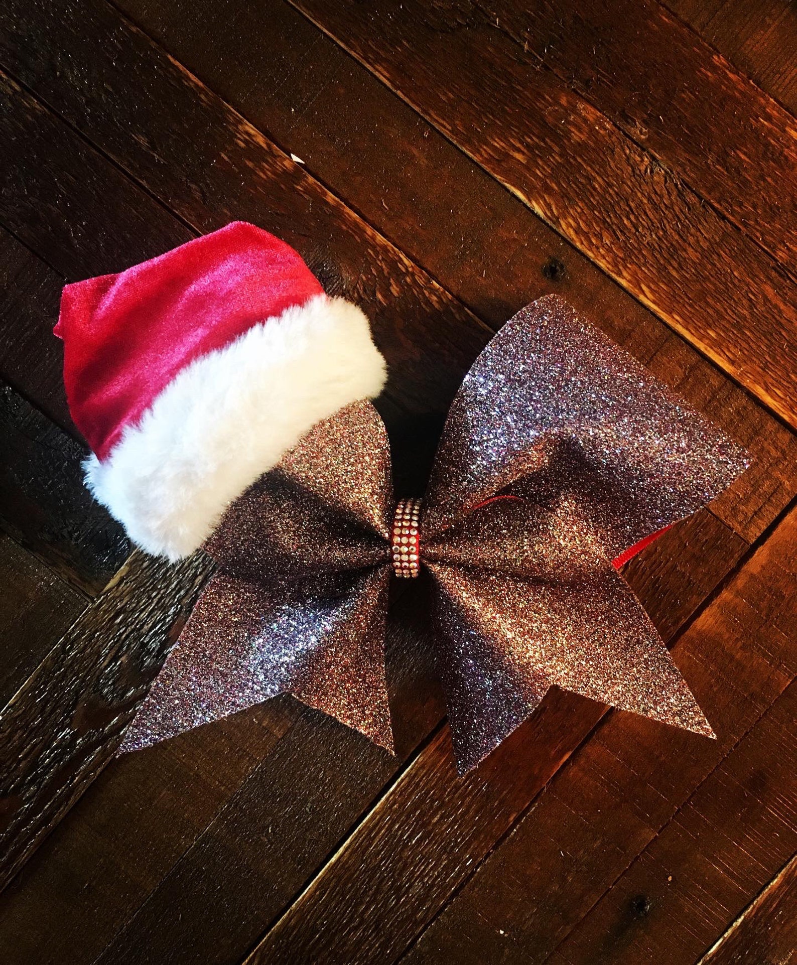 Santa Hat Glitter Cheer Bow/cheer Bow/glitter Bow/christmas - Etsy