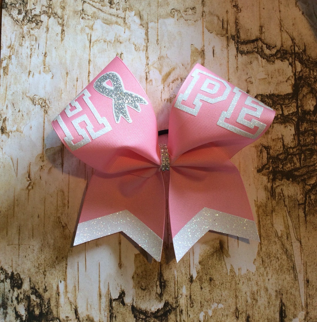 Hope Awareness Bow/cheer Bows/awareness Cheer Bows/pink Cheer Bows - Etsy