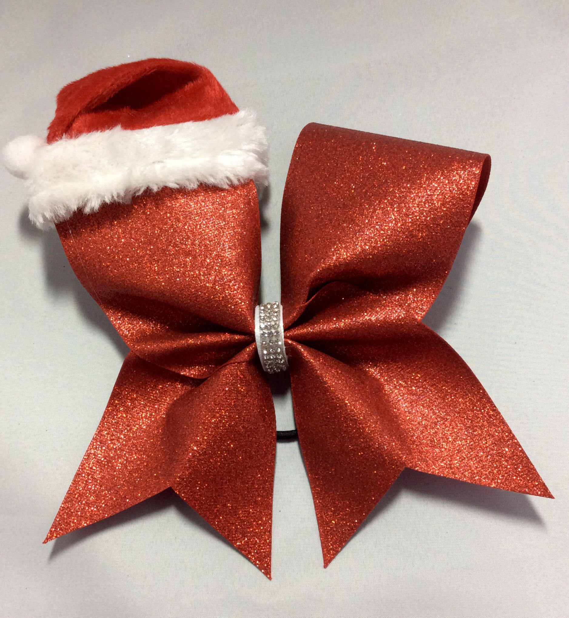 Santa Hat Glitter Cheer Bow/cheer Bow/glitter Bow/christmas | Etsy