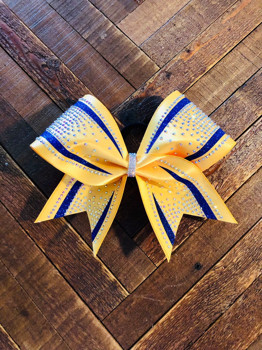 Rhinestone Cheer Bow/cheer Bows/yellow Cheer Bow - Etsy