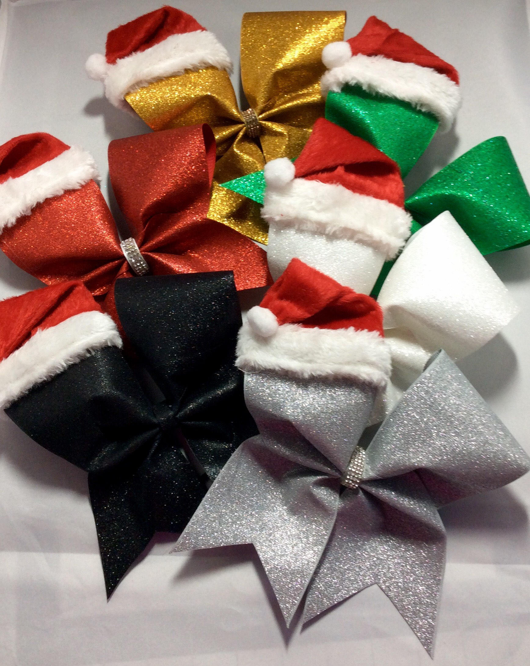 Santa Hat Glitter Cheer Bow/cheer Bow/glitter Bow/christmas | Etsy