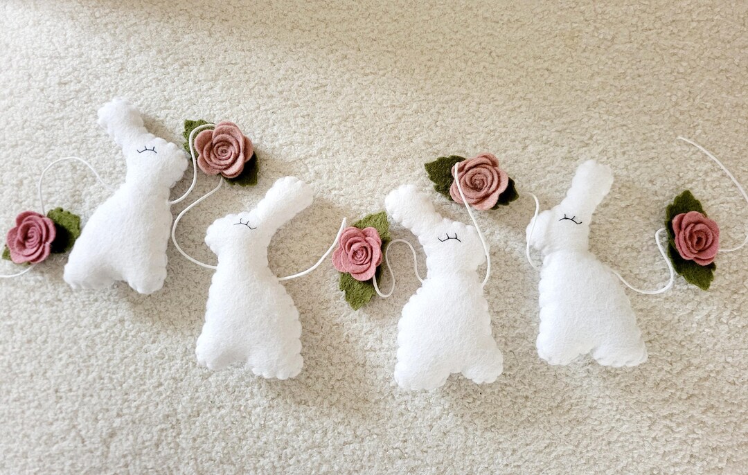 Rabbit Garland, Rabbit Nursery, Bunny Decor, Felt Garland, Woodland ...