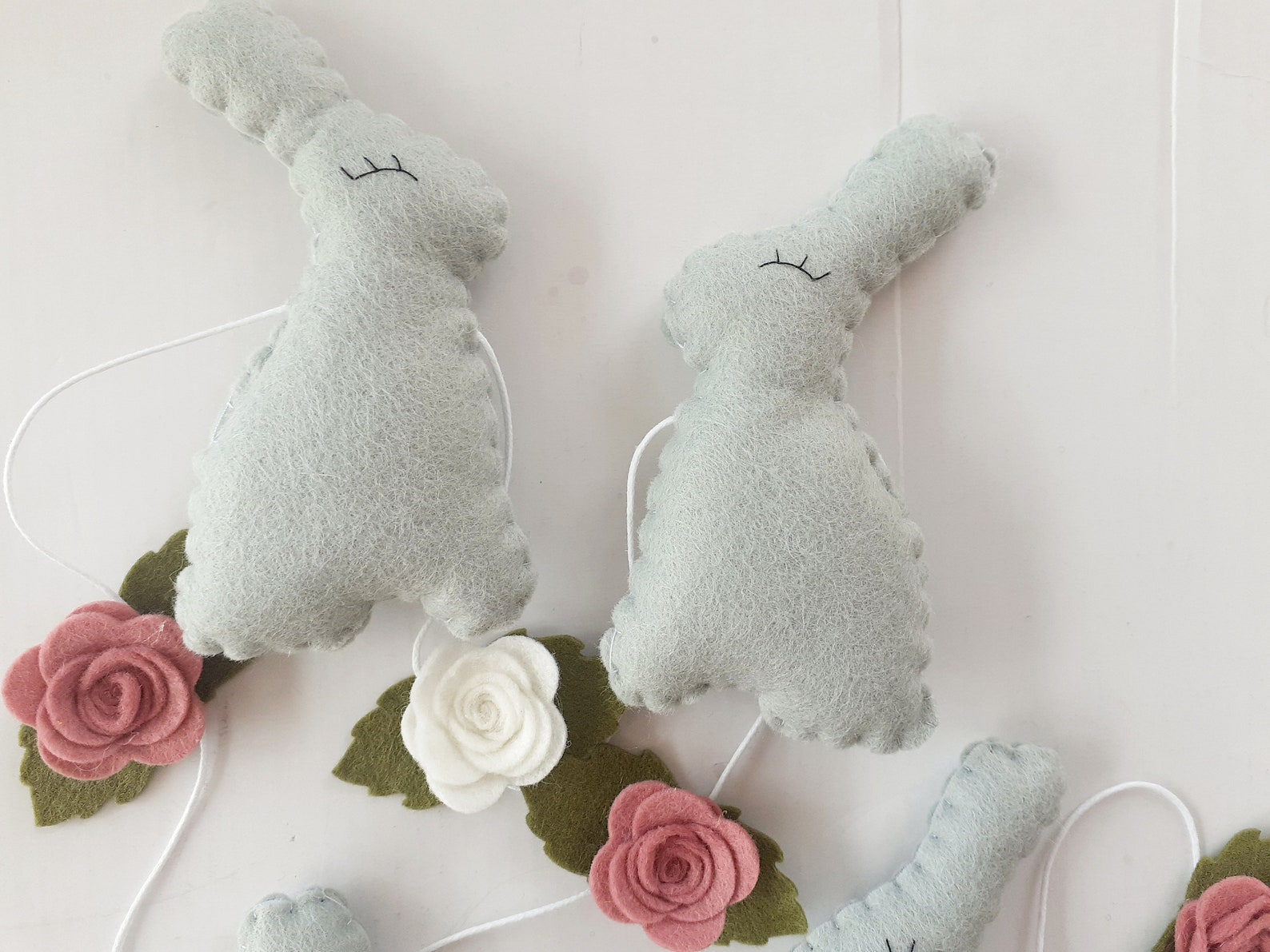 Rabbit Garland, Rabbit Nursery, Girls Rabbit Decor, Felt Garland ...