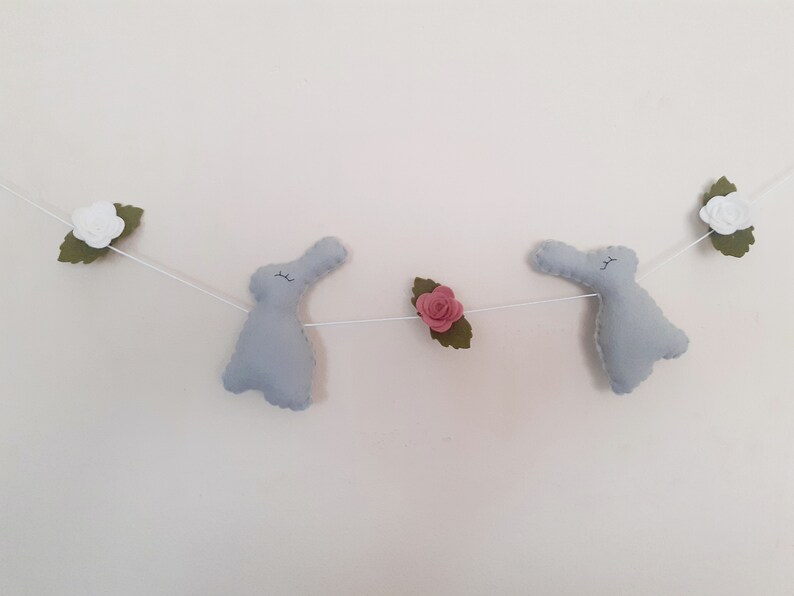 Rabbit Garland, Rabbit Nursery, Girls Rabbit Decor, Felt Garland ...