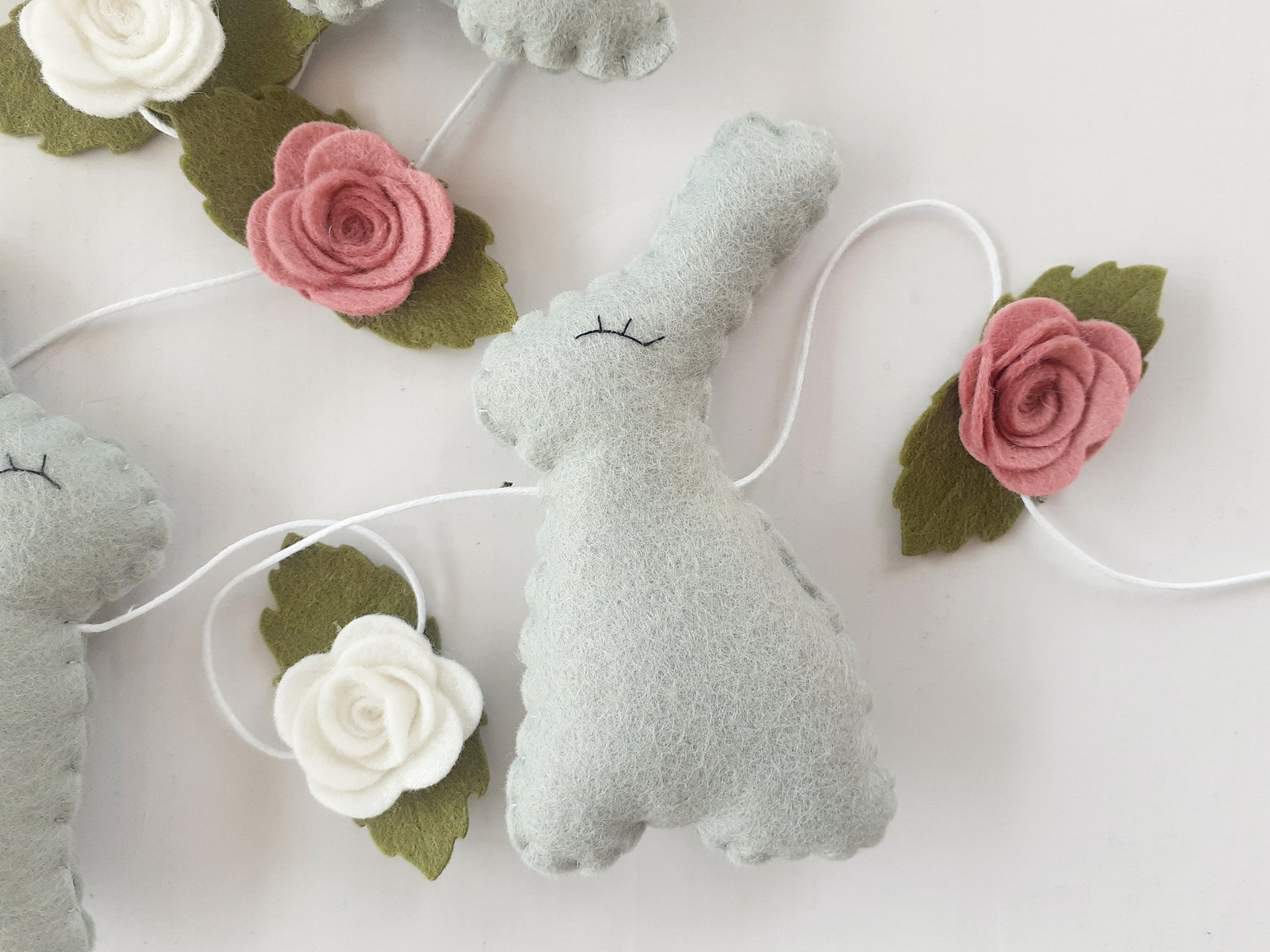 Rabbit Garland, Rabbit Nursery, Girls Rabbit Decor, Felt Garland ...