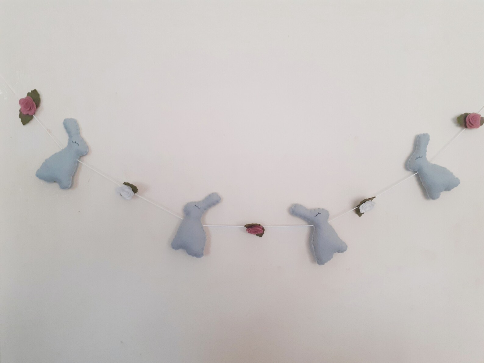 Rabbit Garland, Rabbit Nursery, Girls Rabbit Decor, Felt Garland ...
