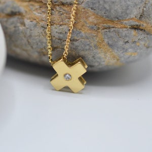Tiny Gold Cross Solid 18k Gold Tiny Diamond Cross Graduation Layer Tiny ...