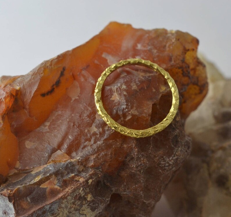 Gold Fire Ring Solid 18k Gold Ring Gold Rustic Ring Rough Gold | Etsy
