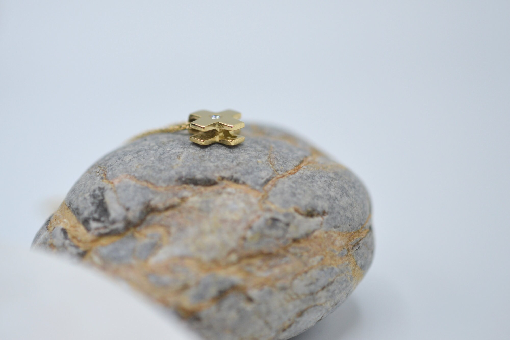 Tiny Gold Cross Solid 18k Gold Tiny Diamond Cross Graduation | Etsy