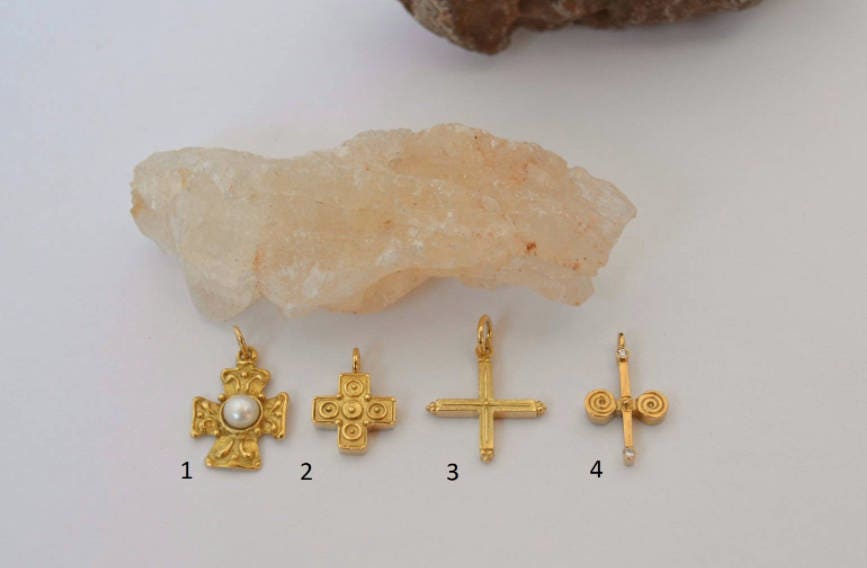 Tiny Gold Cross Gift Solid 18k Gold Cross Necklace Byzantine | Etsy