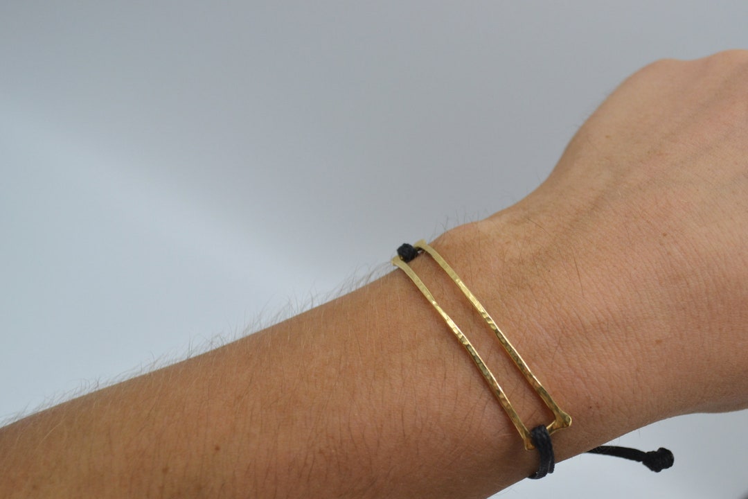 Mens Gold Bracelet Solid 18k Gold Gold Greek Bracelet Skinny Bar ...