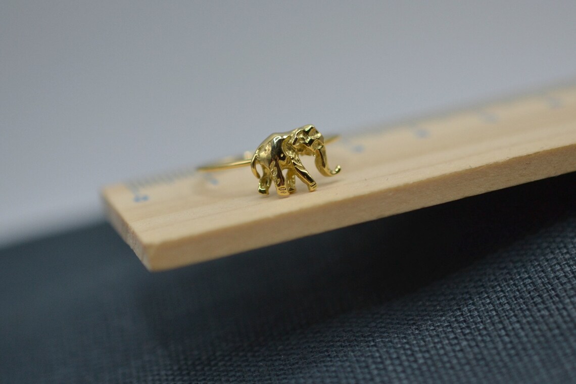 Gold Elephant Ring Solid 18k Gold Ring New Family Ring Baby | Etsy