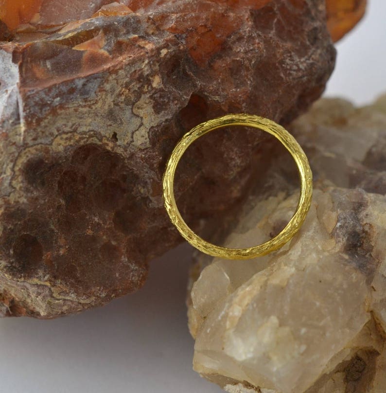 Gold Fire Ring Solid 18k Gold Ring Gold Rustic Ring Rough Gold | Etsy
