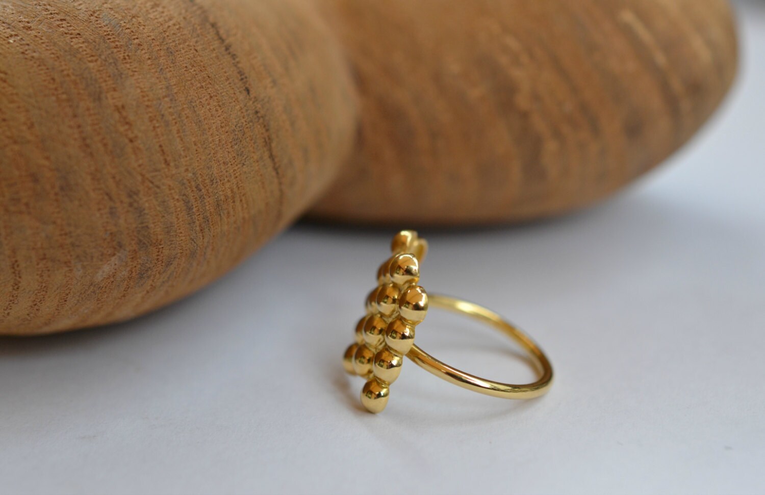 Dotted Gold Ring Solid 18k Gold Ring Princess Gold Ring Gold | Etsy