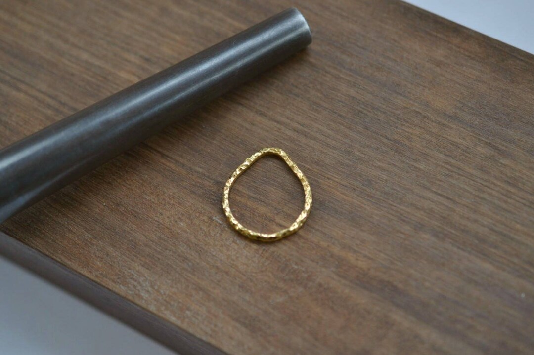 Gold Fire Ring Solid 18k Gold Ring Gold Rustic Ring Rough Gold Ring ...