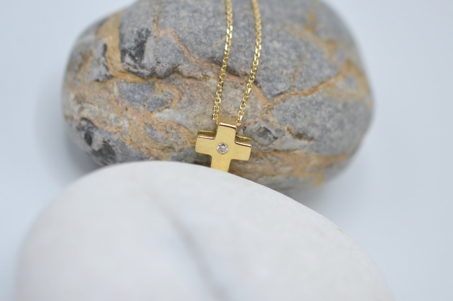 Tiny Gold Cross Solid 18k Gold Tiny Diamond Cross Graduation - Etsy