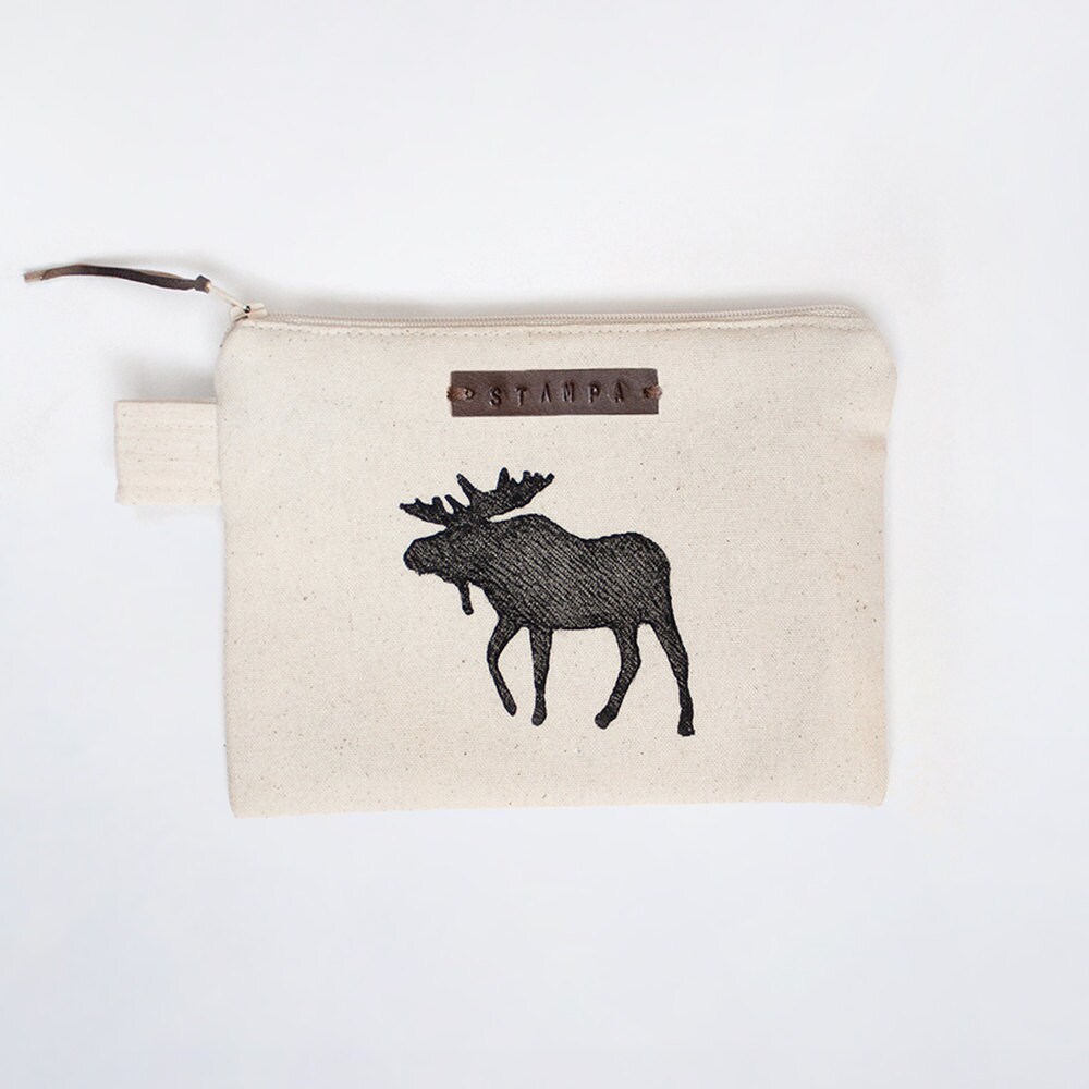 Moose Zipper Jewelry Pouch, Pencil Case, Purse, Cosmetic Bag With ...