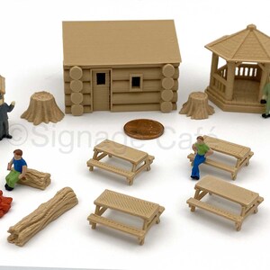 30 Piece HO Scale Camping Set Log Cabin Gazebo Outhouse & - Etsy