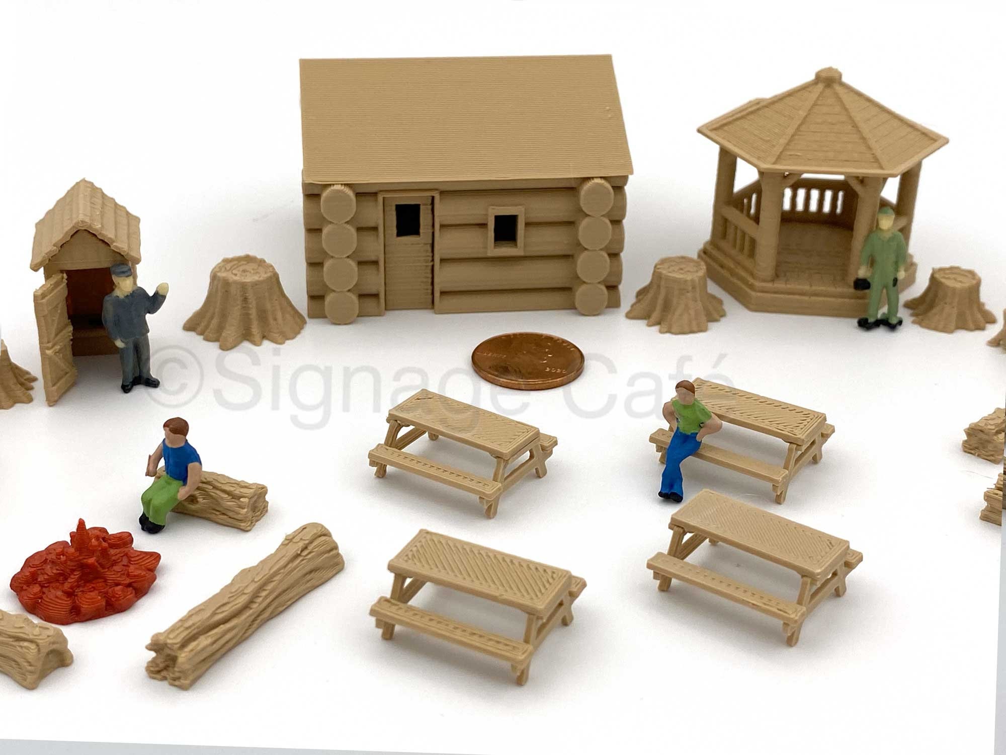 30 Piece HO Scale Camping Set Log Cabin Gazebo Outhouse & - Etsy