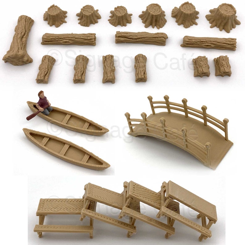 30 Piece HO Scale Camping Set Log Cabin, Gazebo, Outhouse & MORE ...