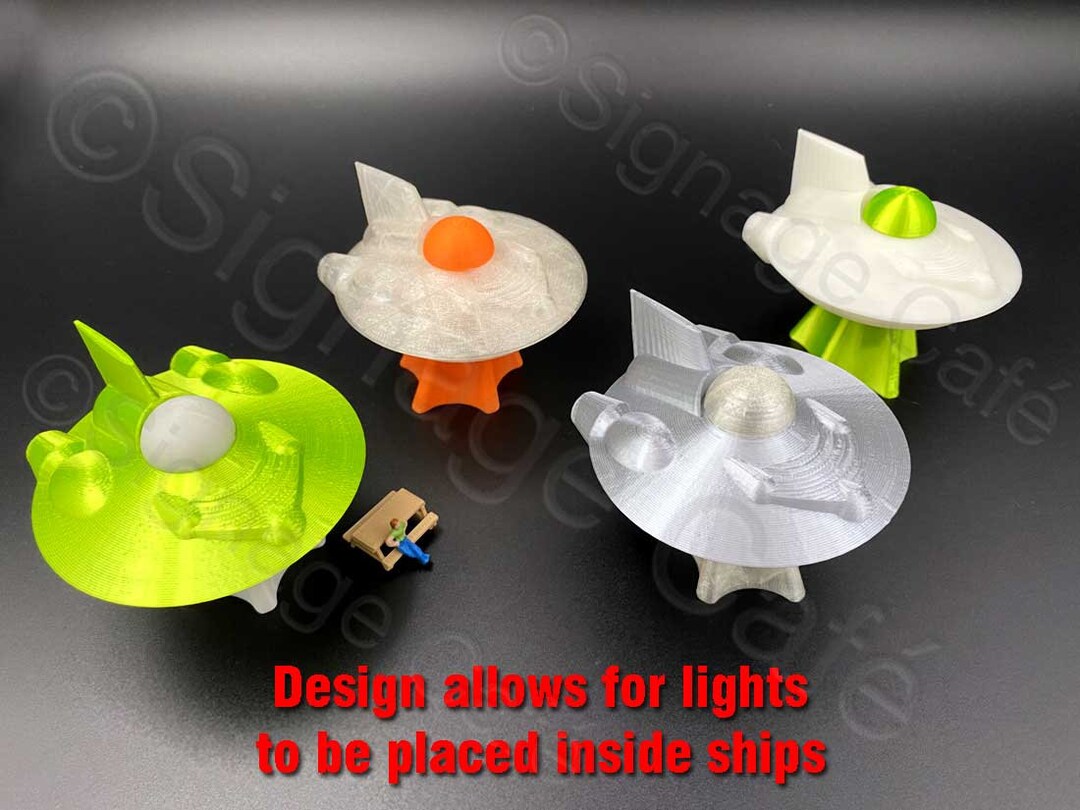 UFO Alien Spaceship - HO Scale, 3D Printed Area 51 Rocket Flying Saucer ...